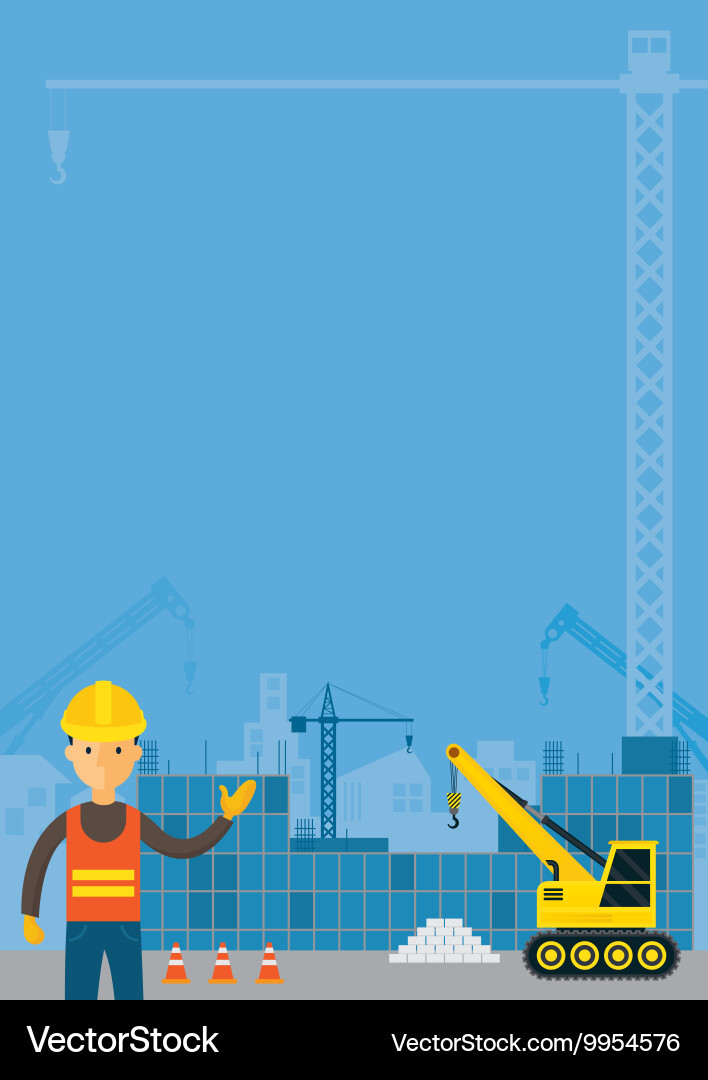 Worker and construction background frame Vector Image