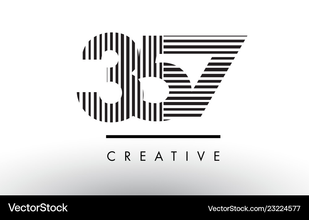 357 black and white lines number logo design Vector Image