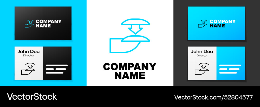 Blue line set of false nails for manicure icon Vector Image