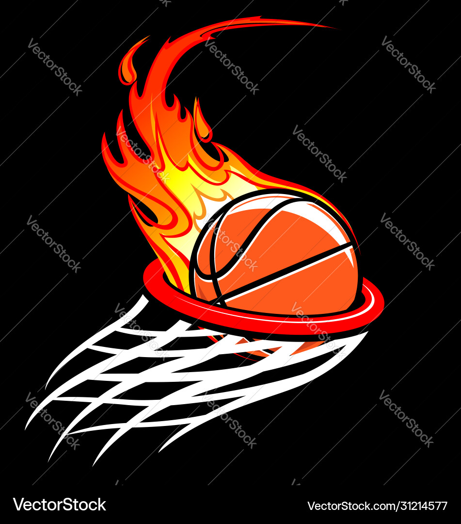 Flaming Basketball Logo Royalty Free Vector Image