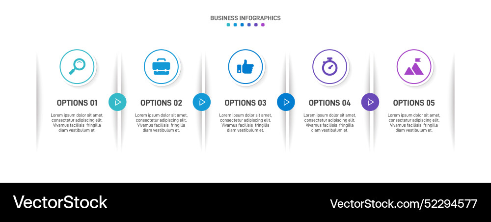 Horizontal progress bar featuring 5 arrow-shaped Vector Image