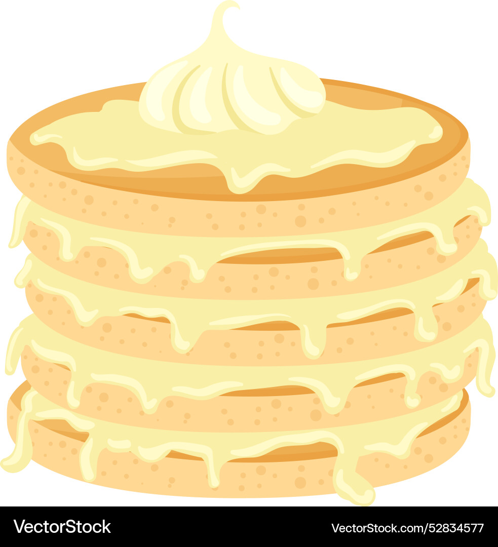 Pancake stack with cream on top cartoon icon Vector Image