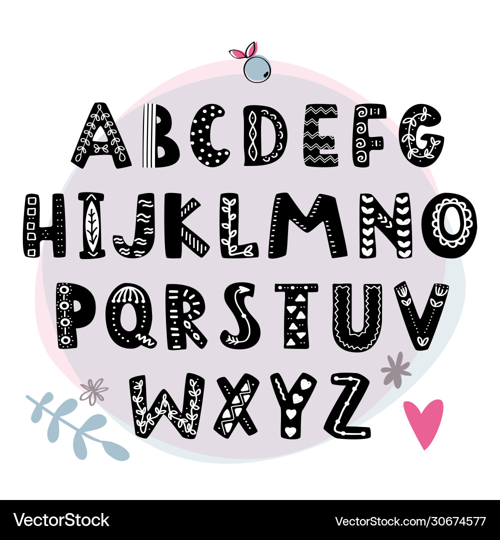 Scandinavian Kids Alphabet Poster Royalty Free Vector Image