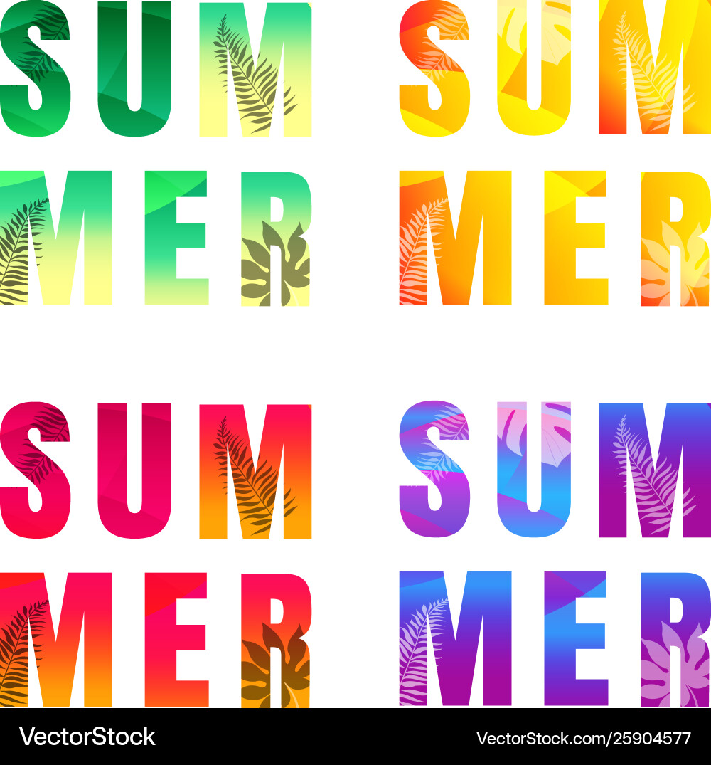 Sommer Text Set isoliert weiß Hintergrund Vektorbild