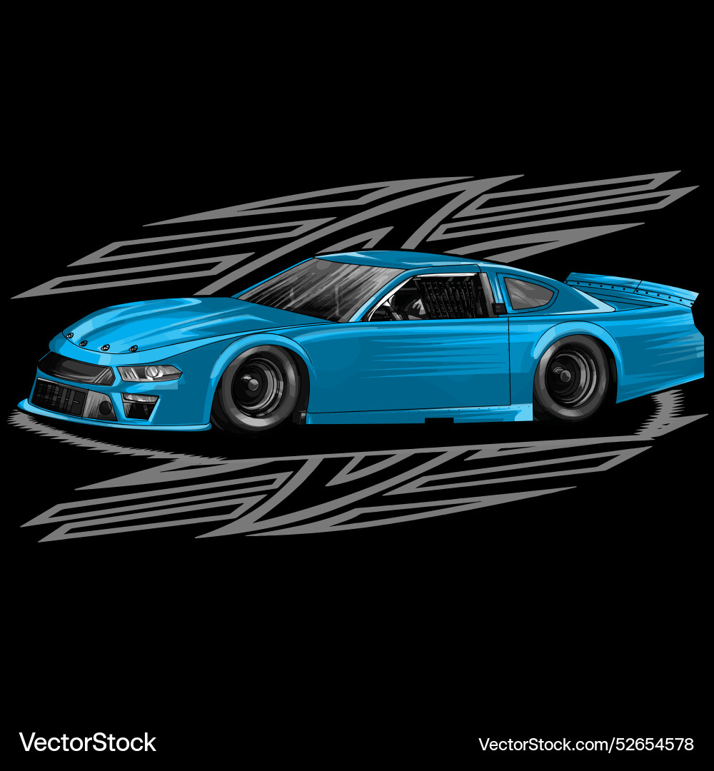 Blue drag racing car with grey strip Royalty Free Vector