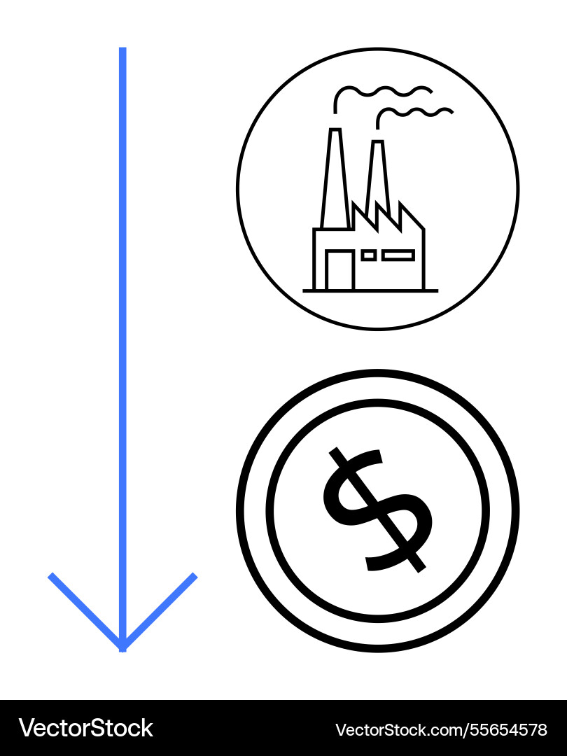 Decline in industrial revenue represented Vector Image