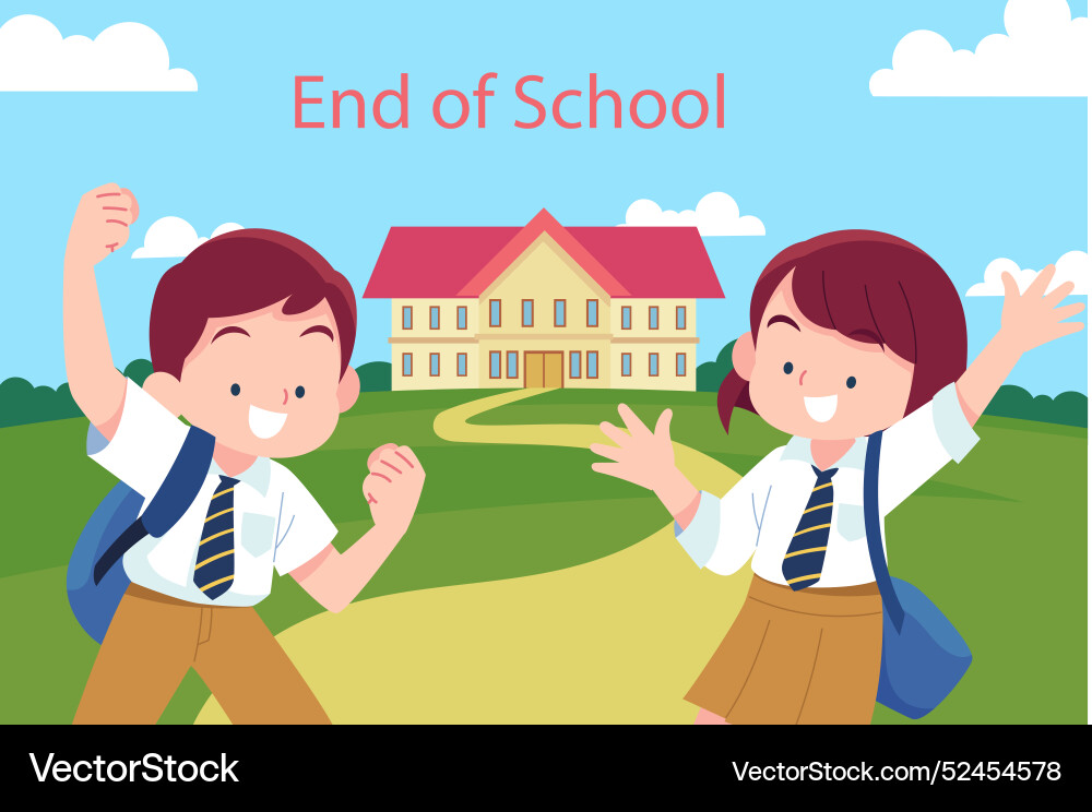 Flat end of school background Royalty Free Vector Image