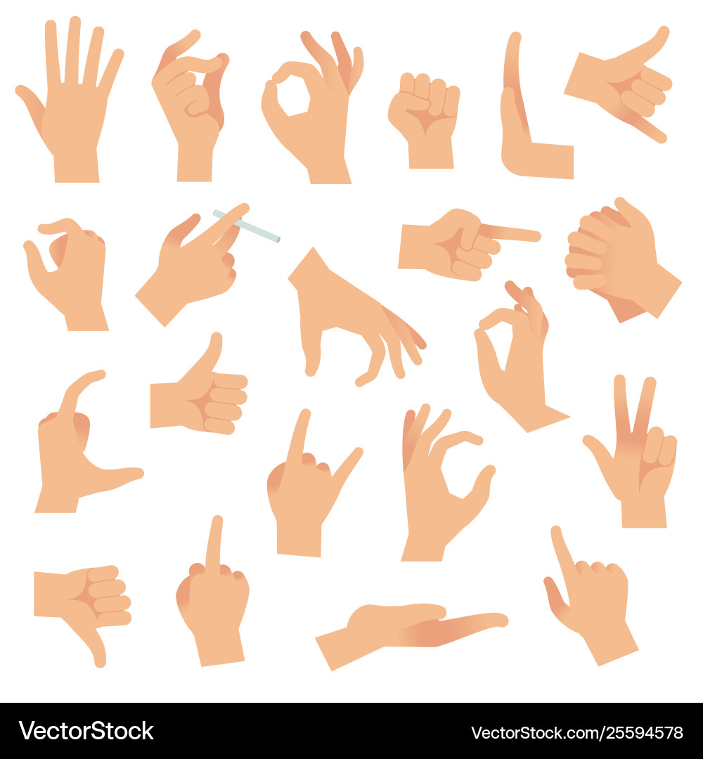 Flat hand gestures pointing human finger gesture Vector Image