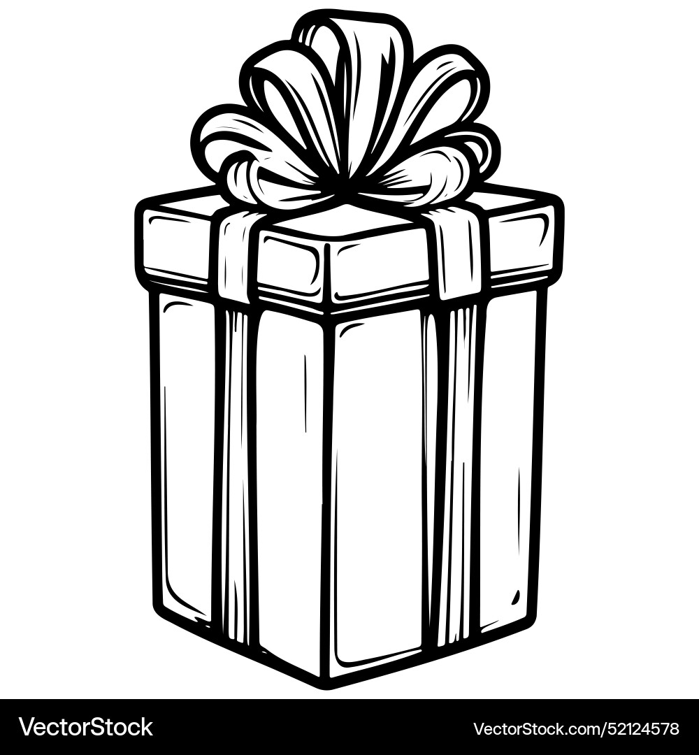 Gift drawing line head art black realistic Vector Image