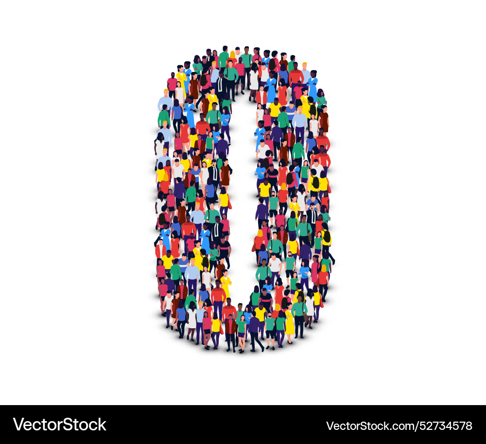 Large group of people in number 0 zero form Vector Image