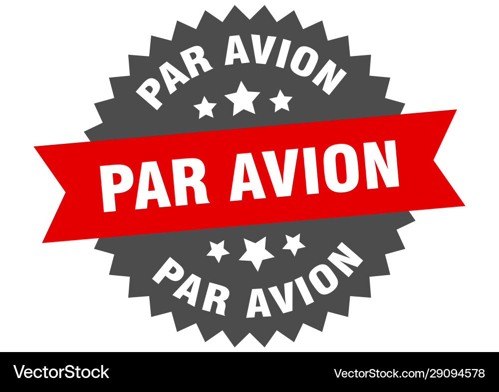 Par avion sign circular band label Royalty Free Vector Image