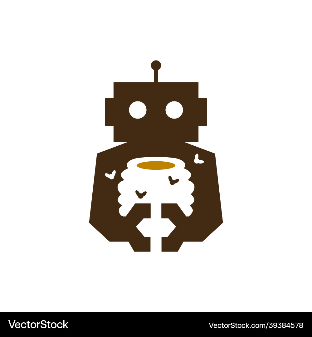 Robot honey hive bee cyborg automatic negative Vector Image