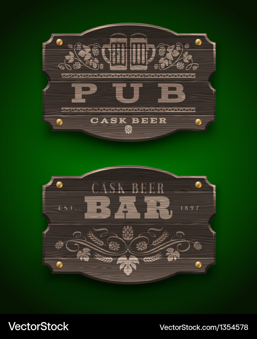 Rustic Wooden Pub Signs Royalty Free Vector Image