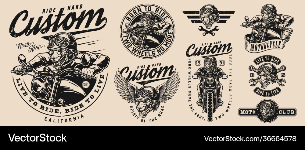 Vintage Motorcycle Club Emblems Royalty Free Vector Image
