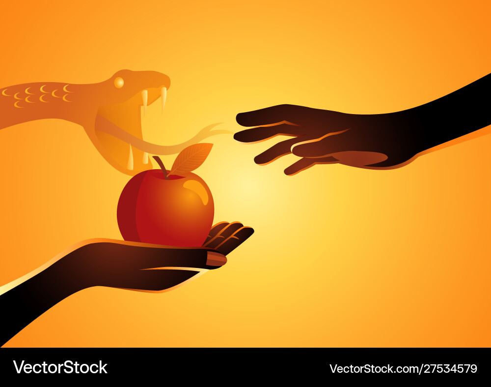 Adam and Eve Offering Apple Royalty Free Vector Image