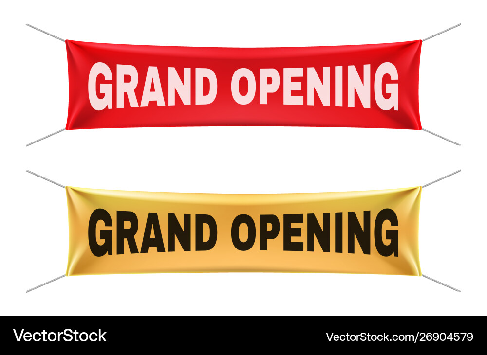 Grand opening banners gold red realistic Vector Image