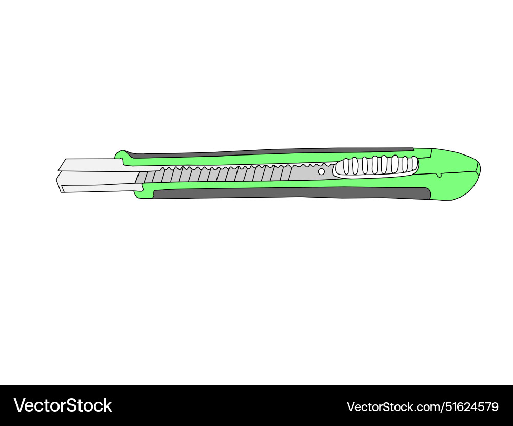 Green utility knife with retractable blade Vector Image
