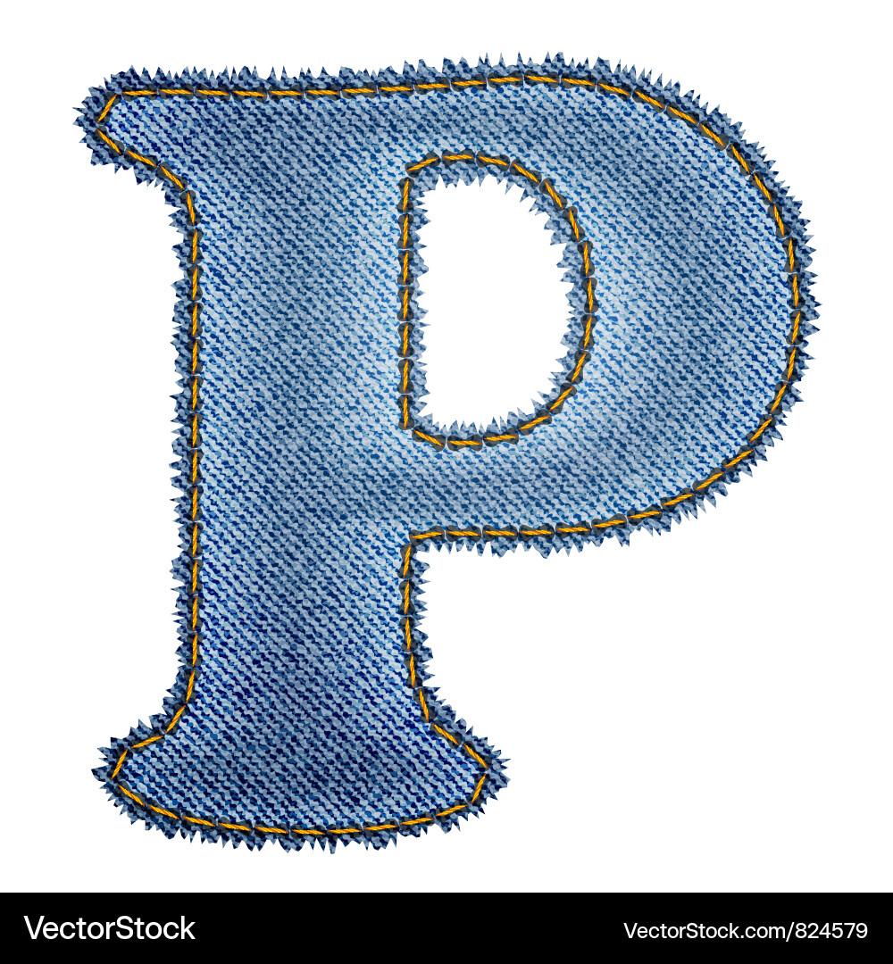 Jeans alphabet denim letter p Royalty Free Vector Image