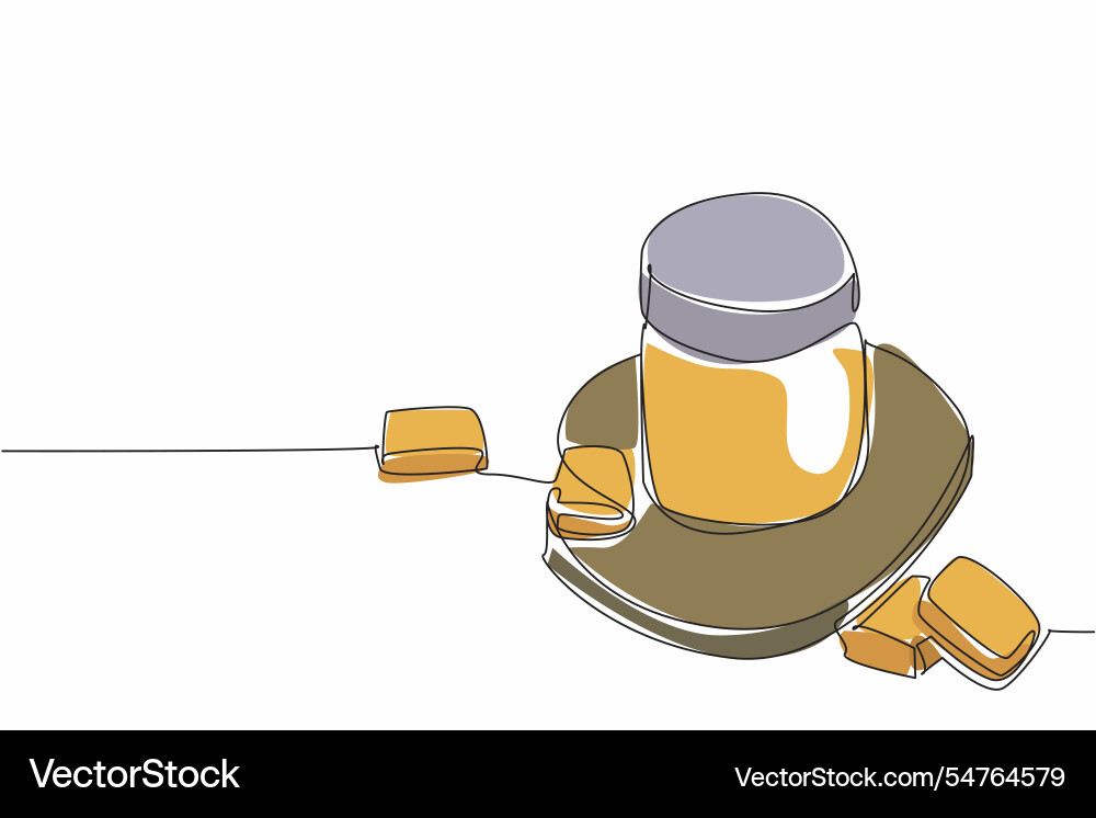 Single continuous line drawing caramel liquid Vector Image