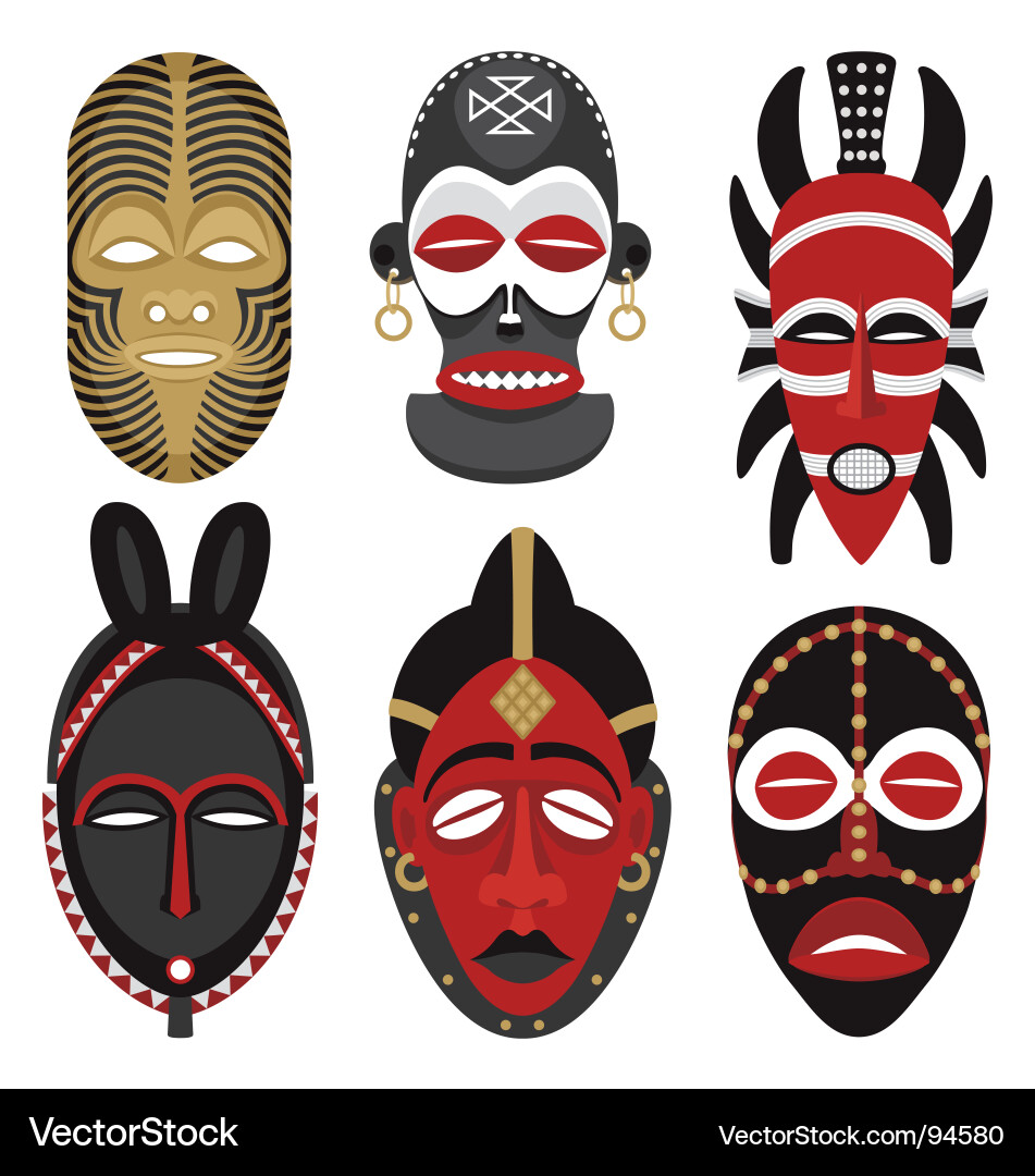 African masks Royalty Free Vector Image - VectorStock