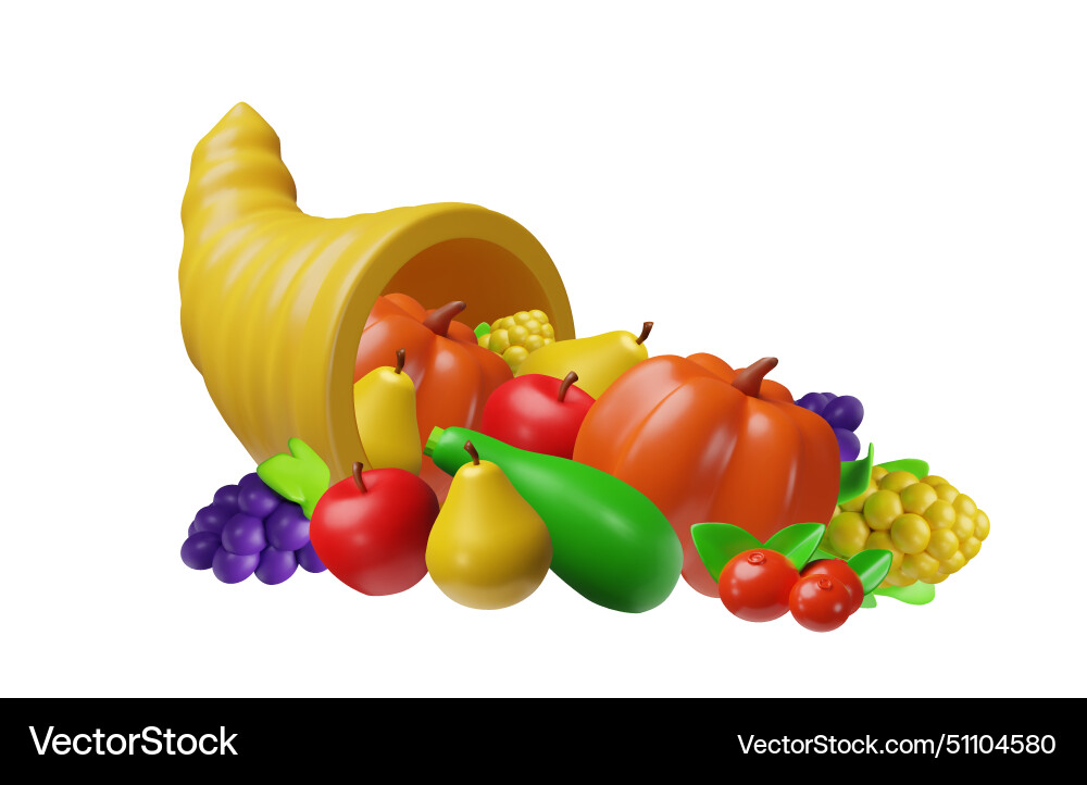 Cornucopia thanksgiving of autumn bounty 3d Vector Image