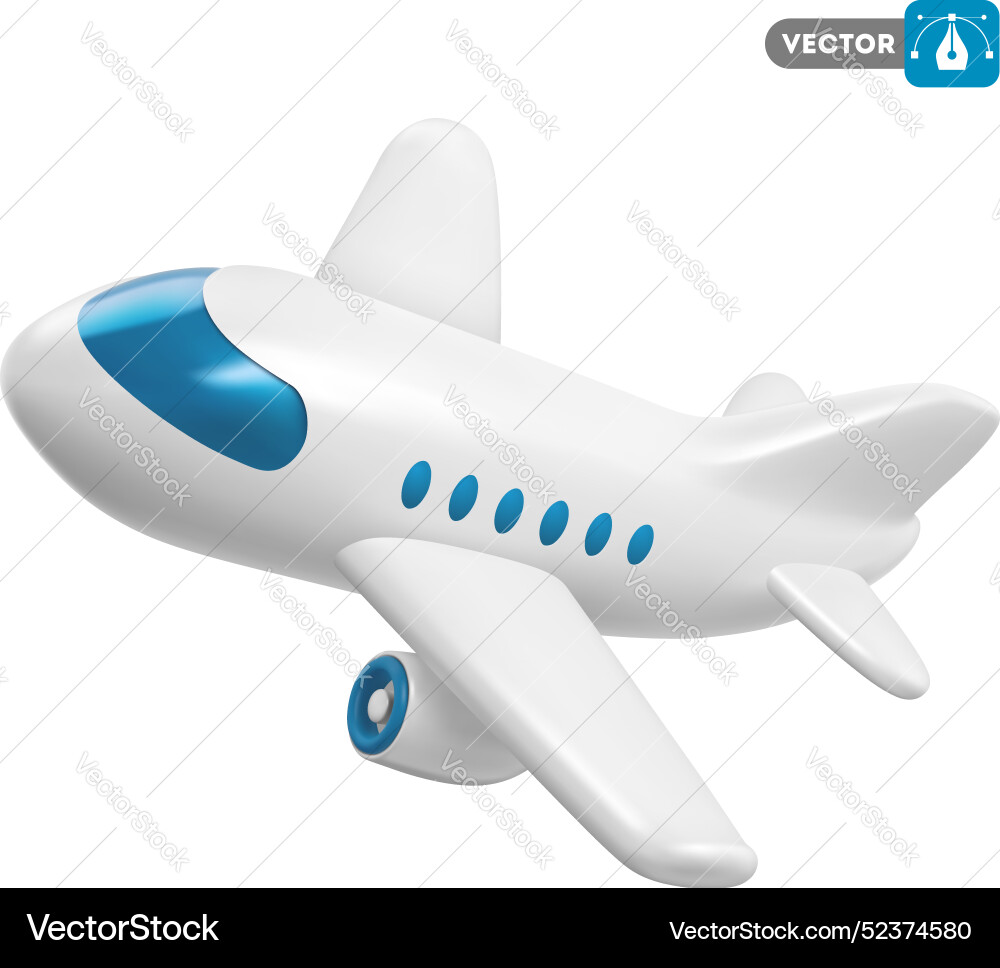 Flying plane 3d Royalty Free Vector Image - VectorStock