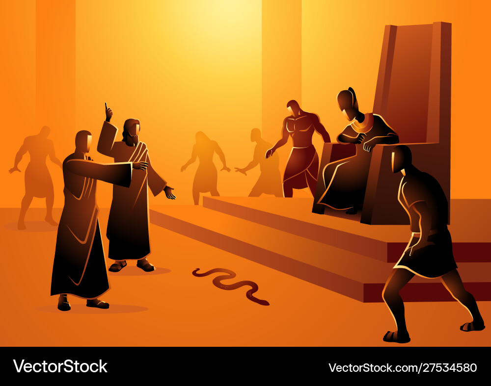 Moses turn staff into snake Royalty Free Vector Image