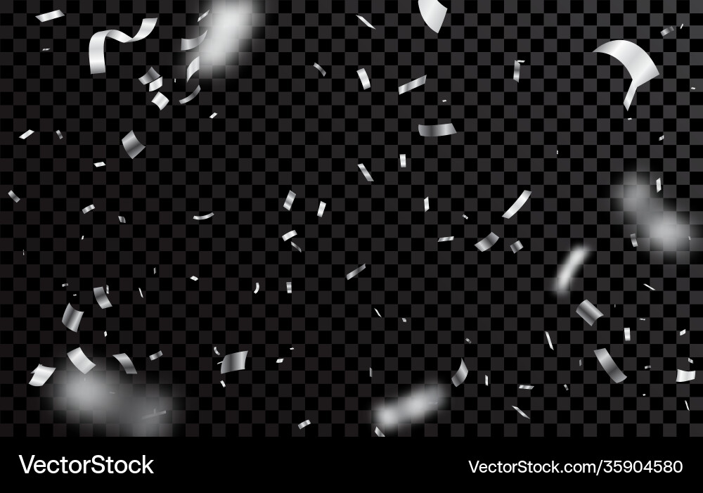 Silver confetti isolated on transparent background
