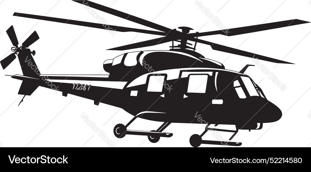 Sleek warfare black helicopter iconic design Vector Image