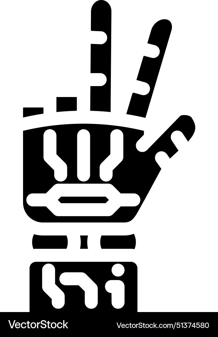 Victory robot hand gesture glyph icon Royalty Free Vector