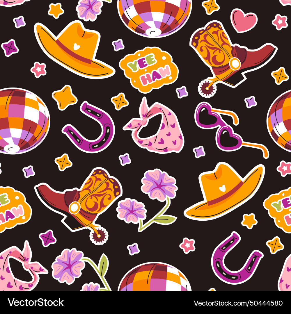 Western items seamless dark pattern Royalty Free Vector