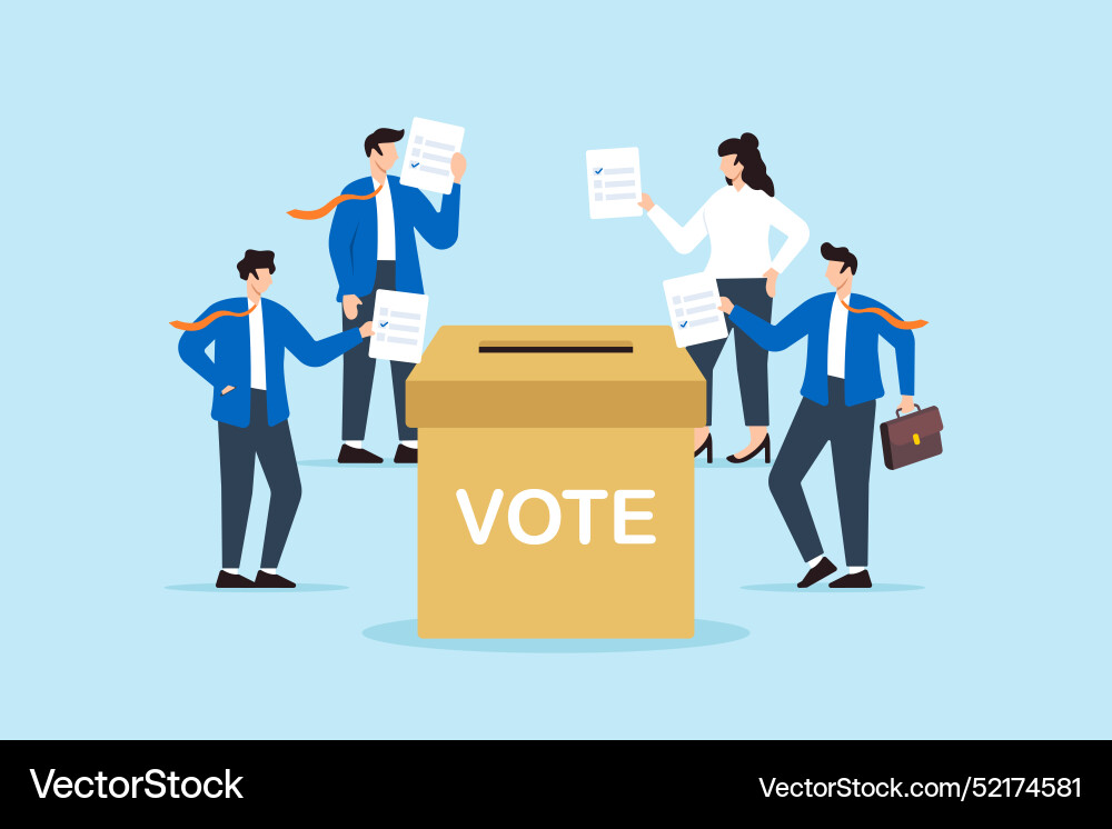 Business people put checkmark on voting papers Vector Image Business people put checkmark on voting papers Vector Image