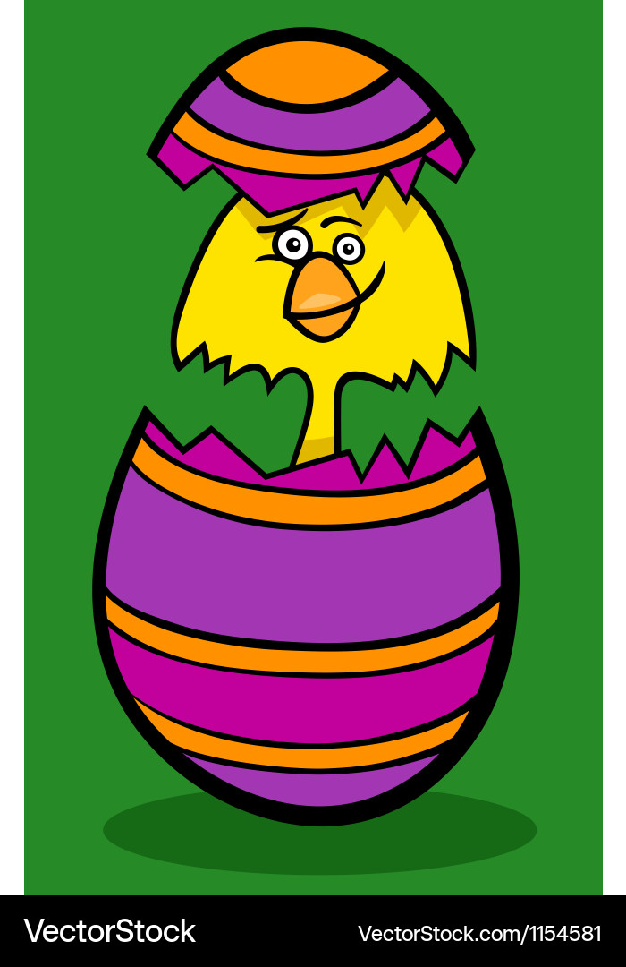 Chicken in easter egg cartoon Royalty Free Vector Image