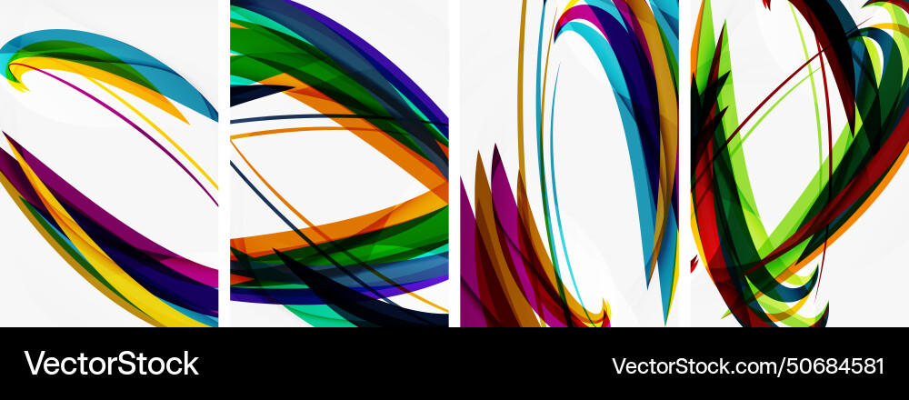 Colorful wave lines poster set for wallpaper Vector Image