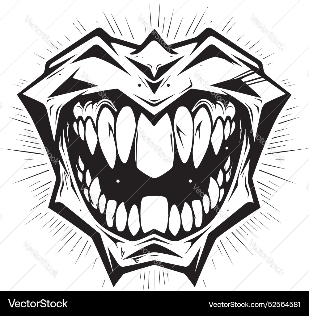 Diabolical bite evil jaw symbol infernal jaws Vector Image