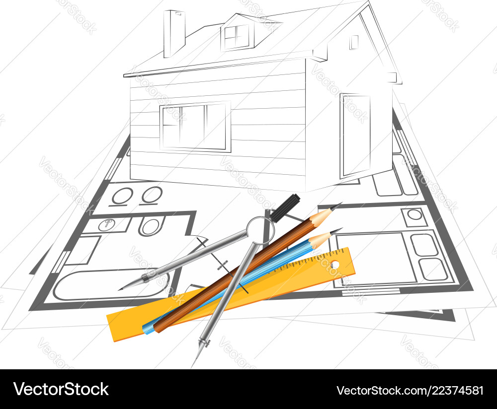 Drawing house project Royalty Free Vector Image