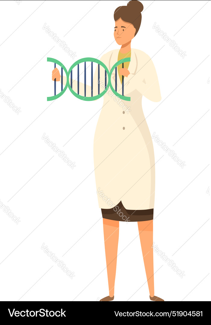 Female scientist holding dna model genetics Vector Image
