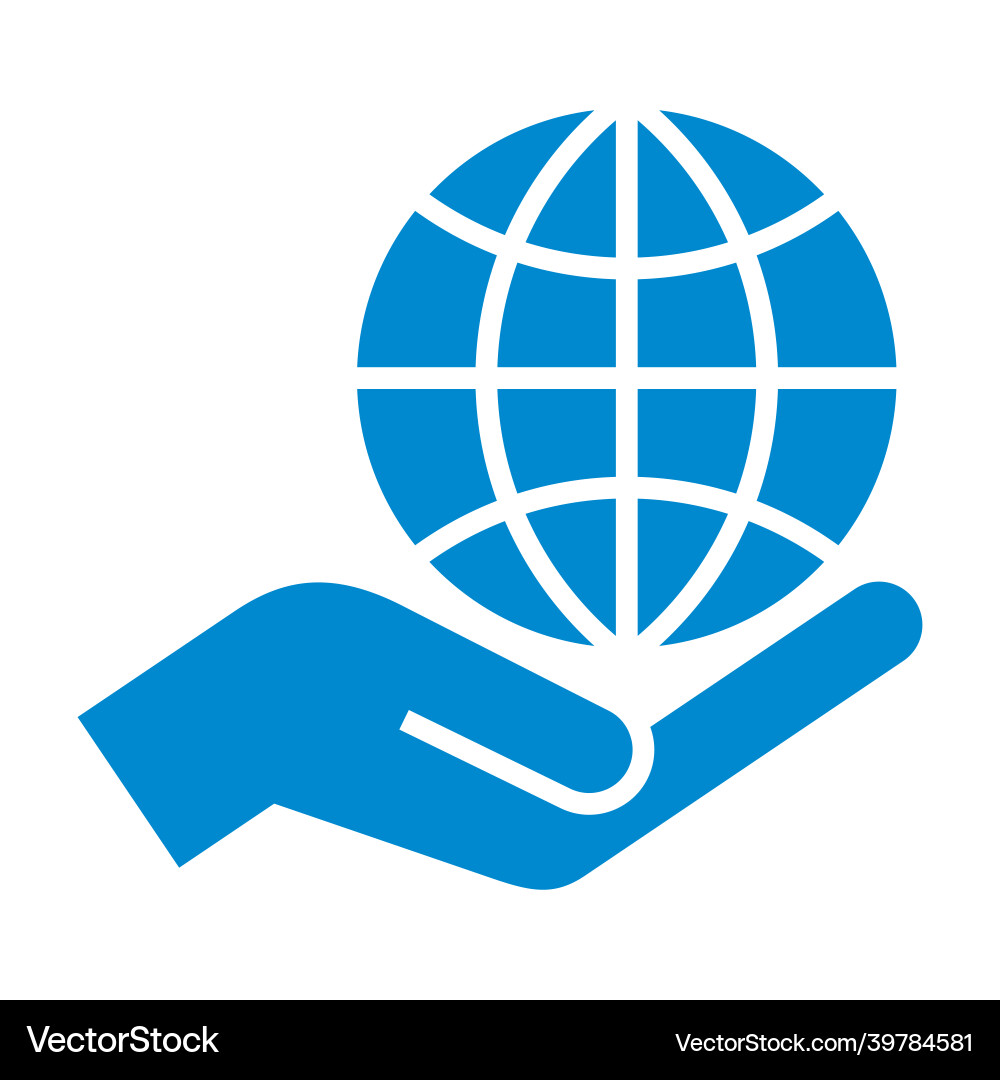 Globe in hand icon symbol for save earth Vector Image