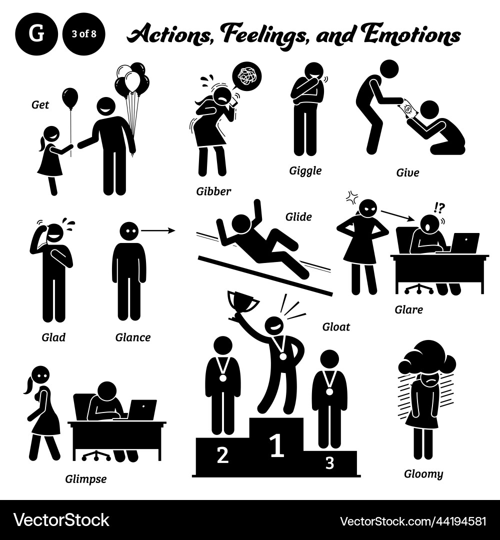 Stick Figures: Emotions and Actions Royalty Free Vector