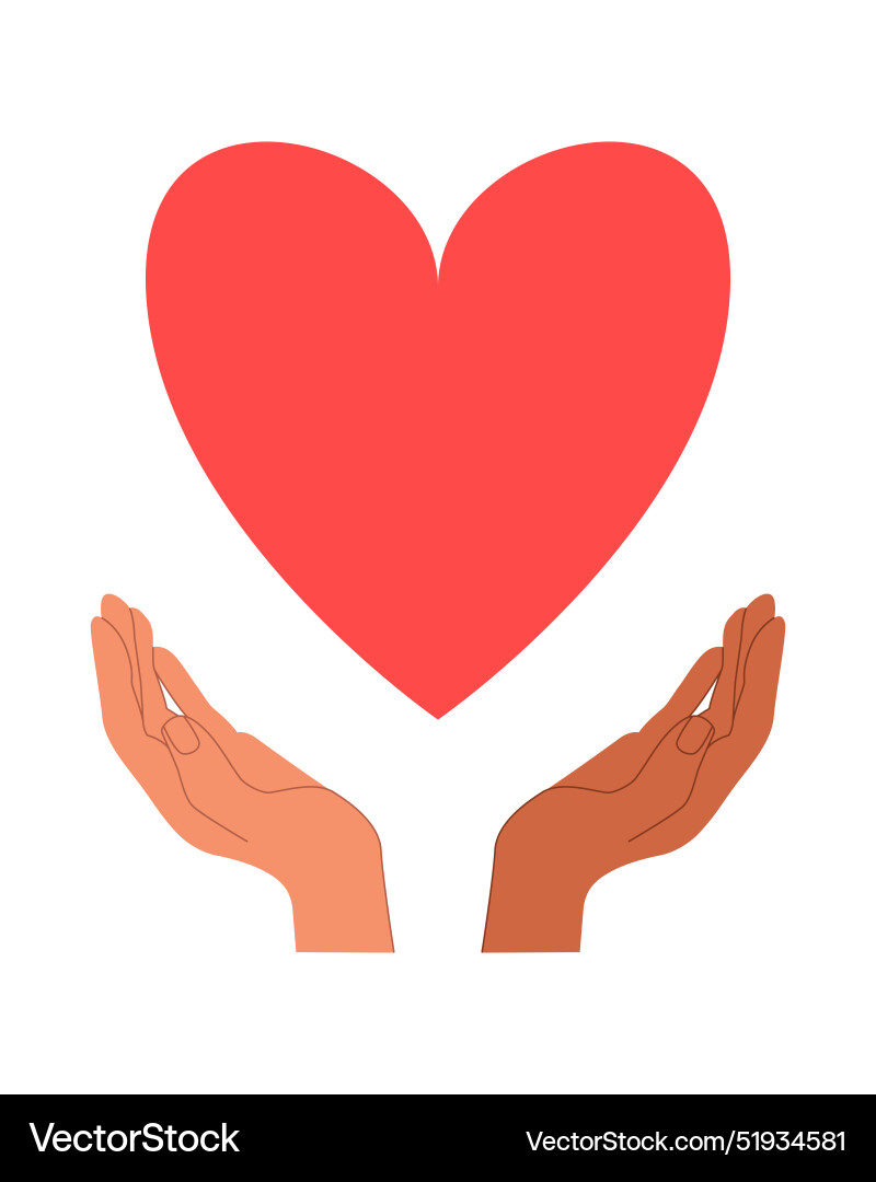Two hands hold heart care Royalty Free Vector Image