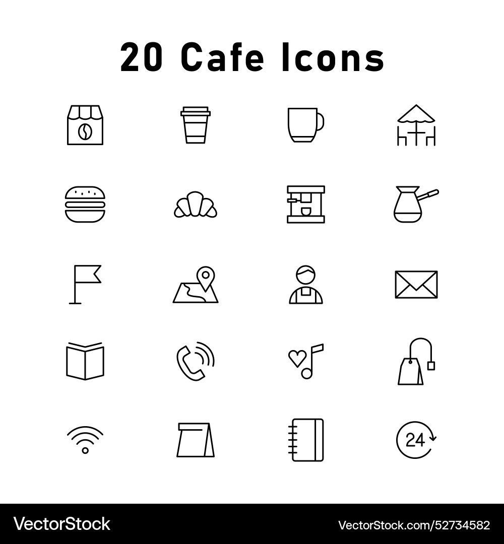 Cafe and restaurant related line icons set Vector Image