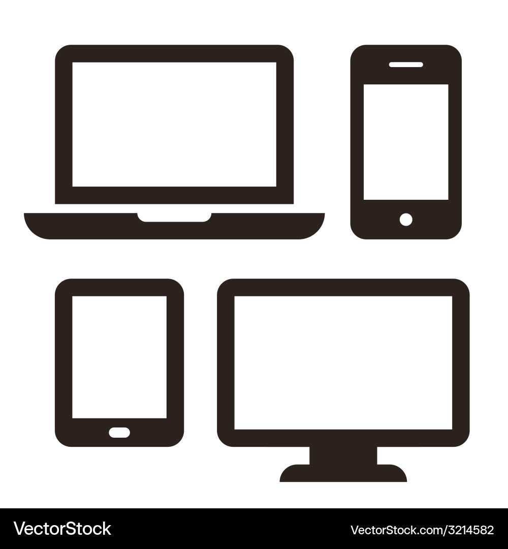 Digital Device Icons - Smartphone, Tablet, Laptop Vector Image