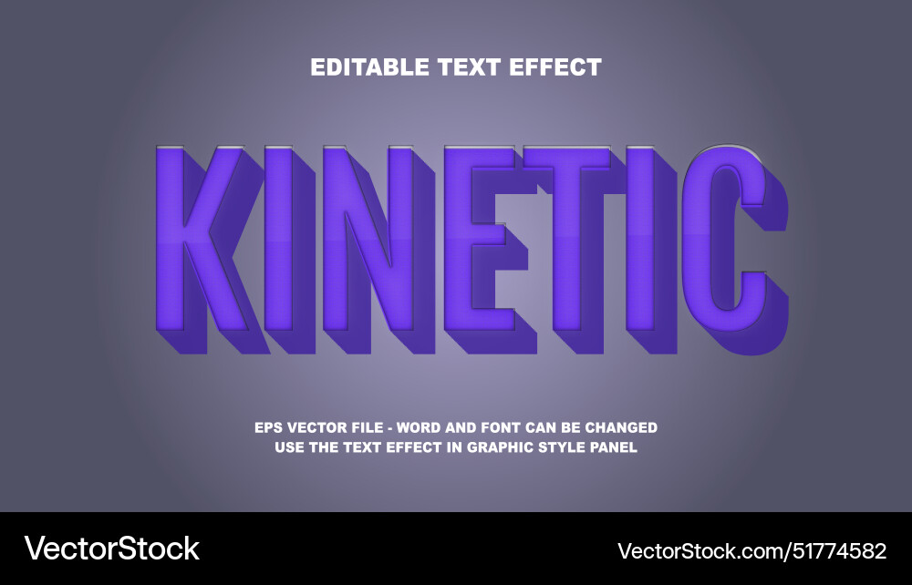 Editable text effect kinetic 3d template Vector Image