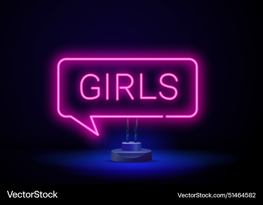Girl neon text badge icon with effect Royalty Free Vector