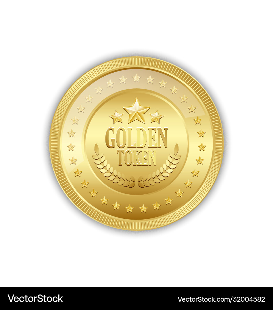 Golden token Royalty Free Vector Image - VectorStock