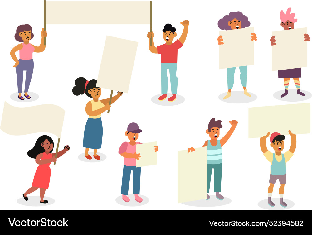 Hands with placards Royalty Free Vector Image - VectorStock