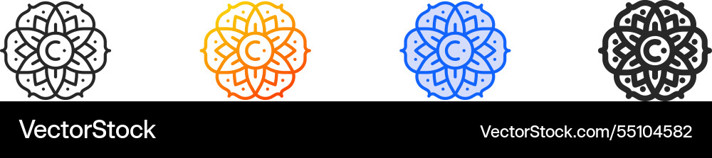 Rangoli iconthin linear gradient blue stroke Vector Image