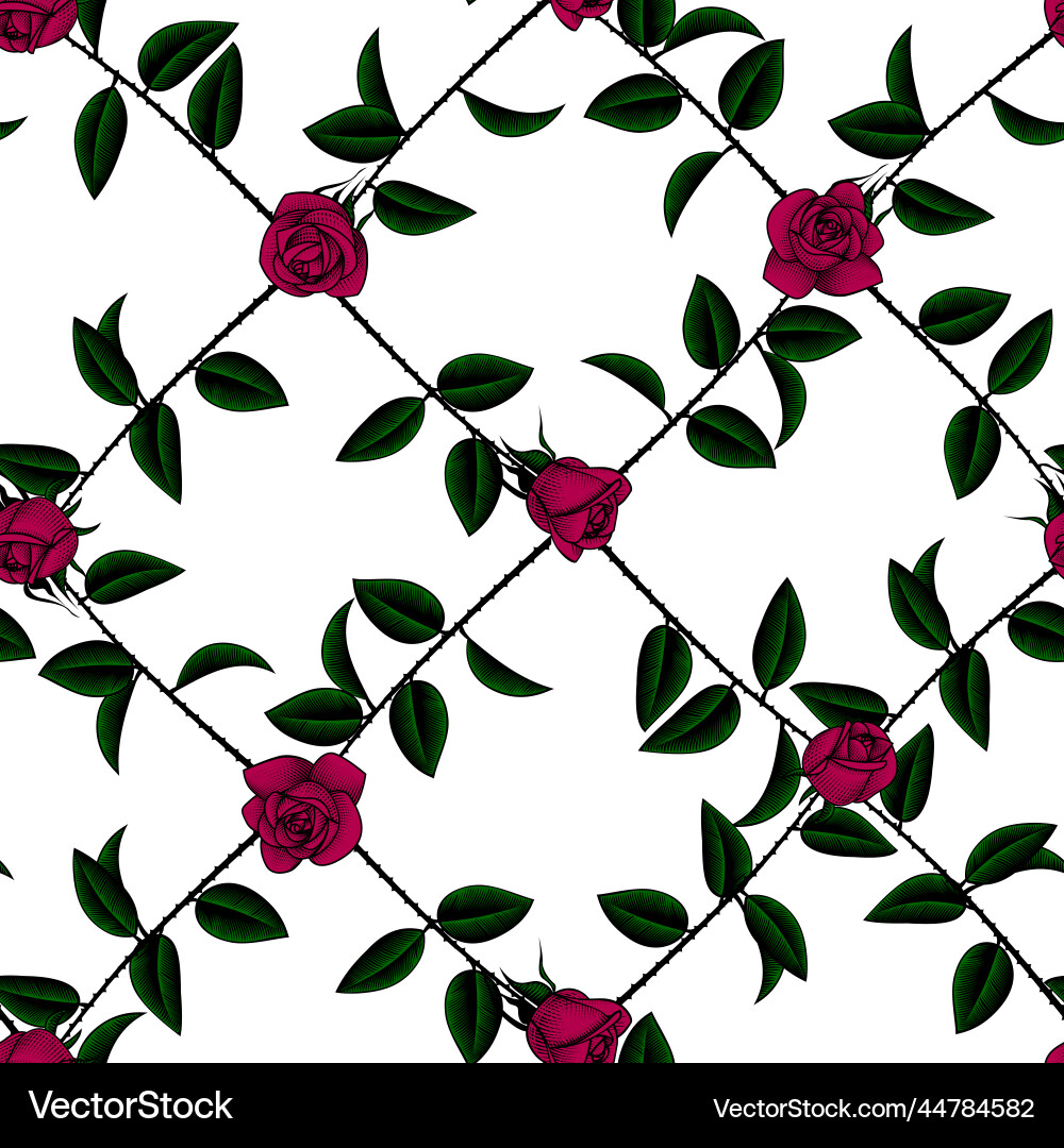 Vintage Red Rose Pattern Royalty Free Vector Image