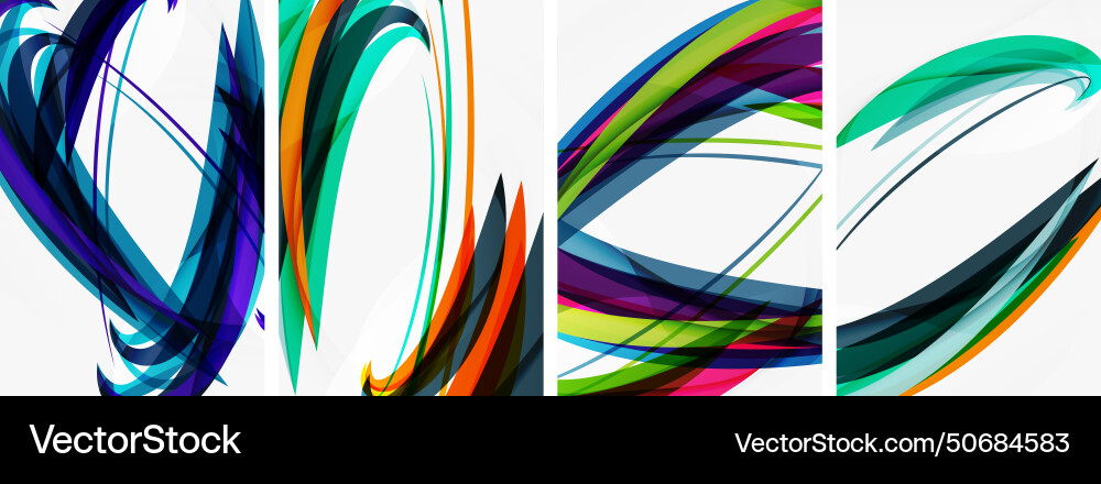 Colorful wave lines poster set for wallpaper Vector Image