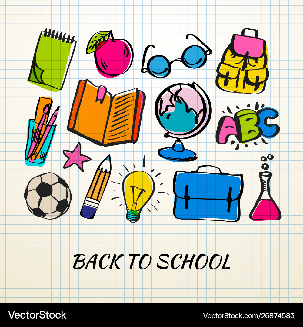 Freehand drawing school icon on a sheet Royalty Free Vector